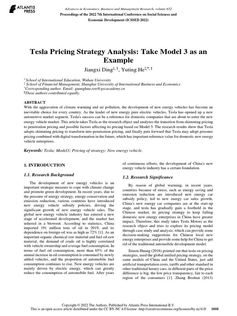 Tesla Pricing Strategy Analysis: Take Model 3 As An Example: Jiangxi ...