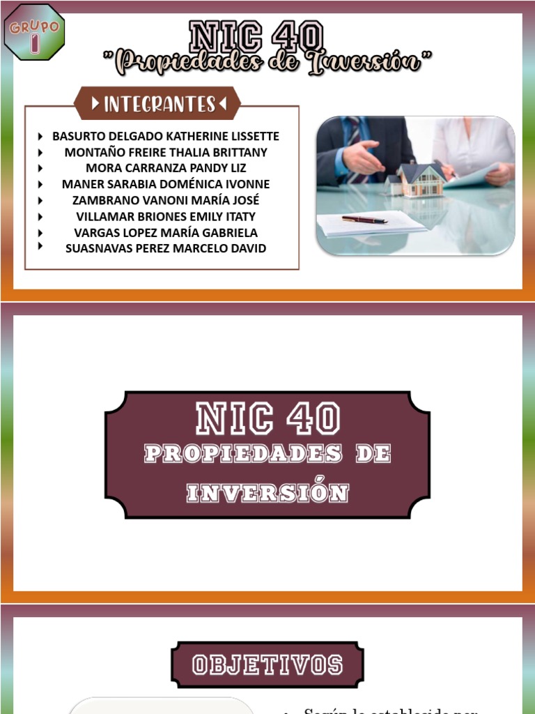 NIC 40 PROPIEDADES DE INVERSIÓN - GRUPO #1 Diapositivas | PDF | Mercado ...