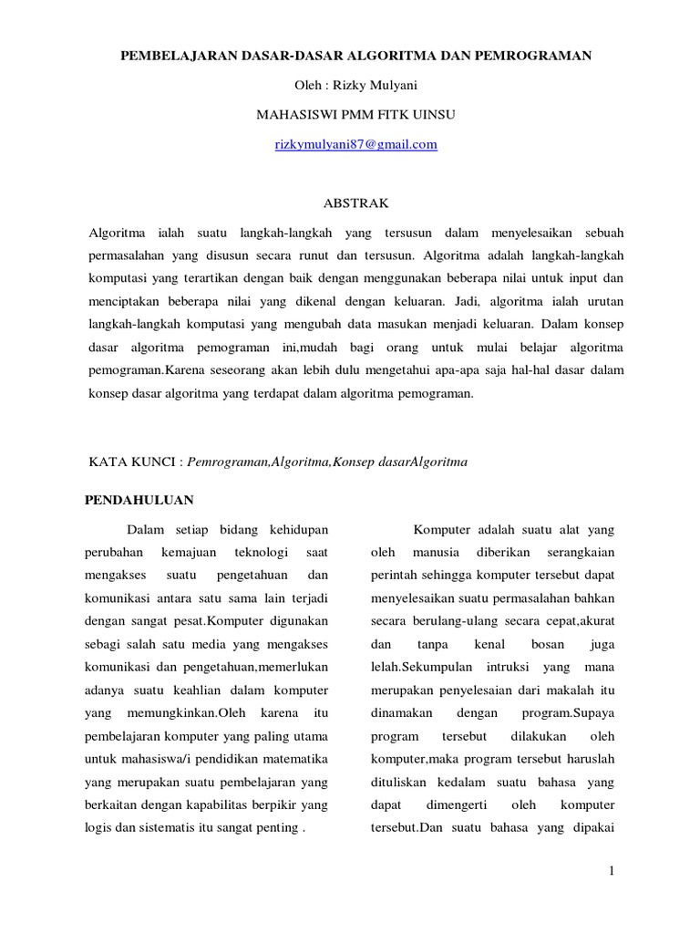 RizkyMulyani - Artikel Algoritma | PDF