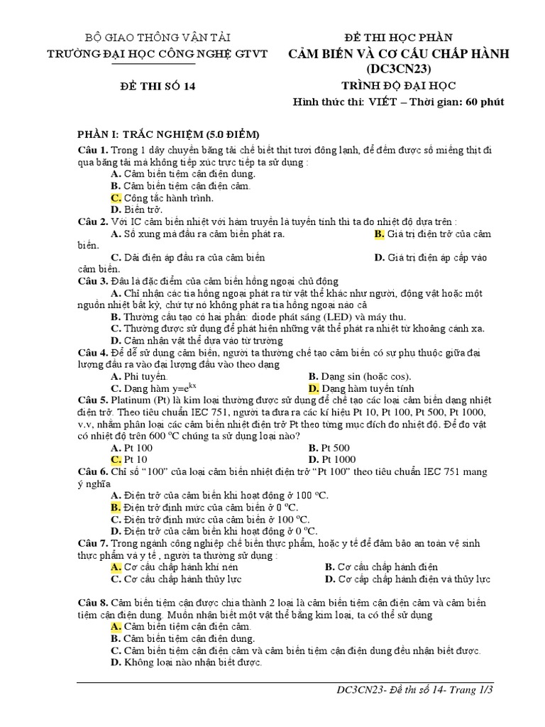 CCCH Đề 14 | PDF