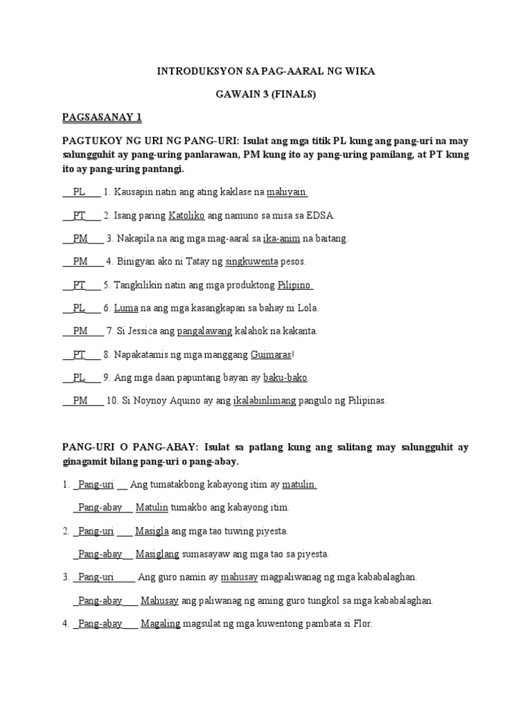 Intro Sa Pag-Aaral NG Wika Pinal Na Gawain | PDF