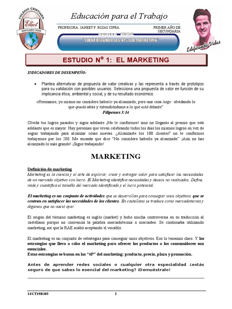 Modulo DESARROLLO DE UNIDAD-EPT-PRIMERO-V&VI UNID | PDF | Marketing | Producto (Negocio)