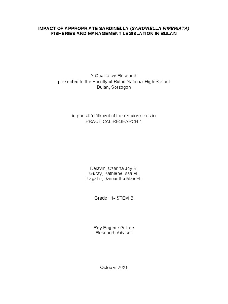 Chapter 1 5 Appendices Delavin Guray Lagahit STEM 11 B 1 | PDF | Overfishing | Fishery