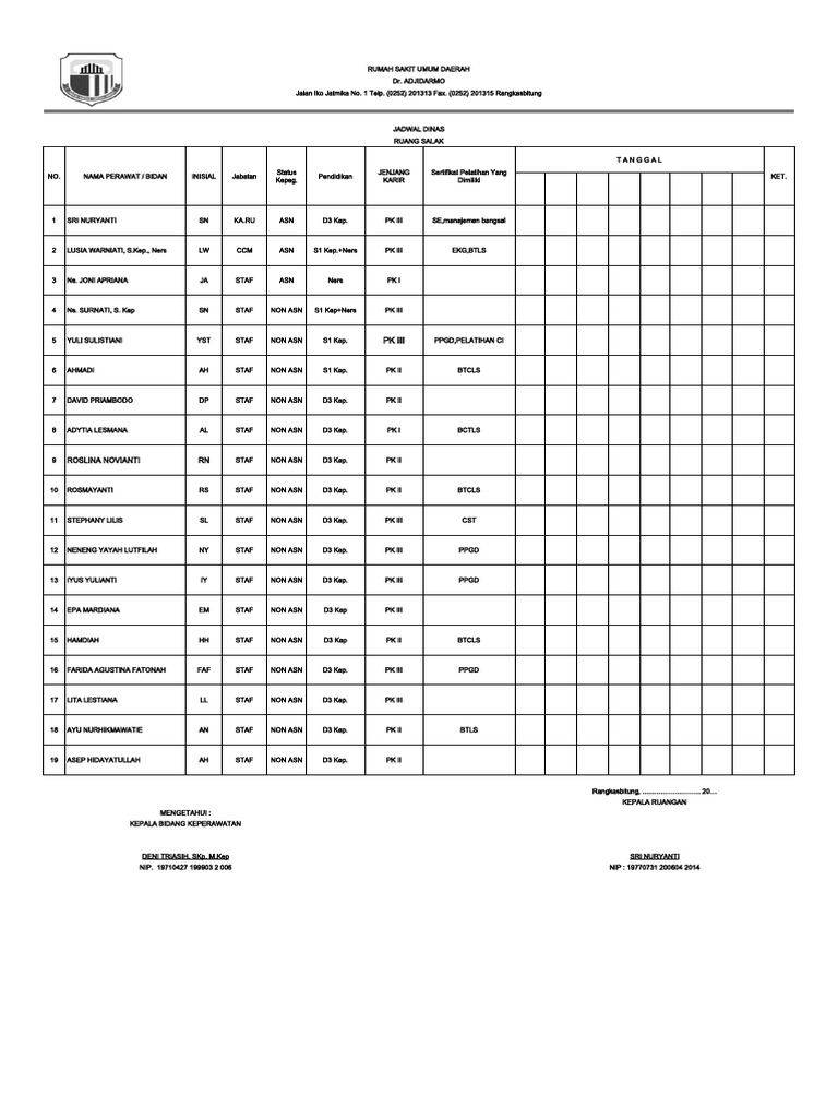 Blanko Jadwal Dinas Terbaru Tahun 2022 Fix | PDF