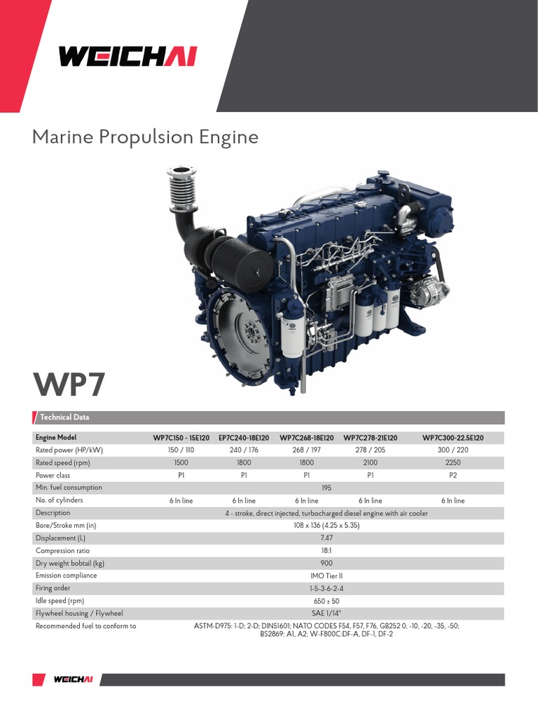 WP7 Marine Propulsion Engine Specs | PDF | Turbocharger | Engines