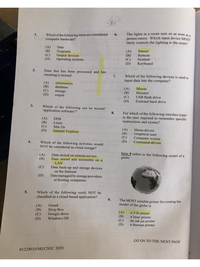 CSEC Information Technology June 2020 P1 | PDF