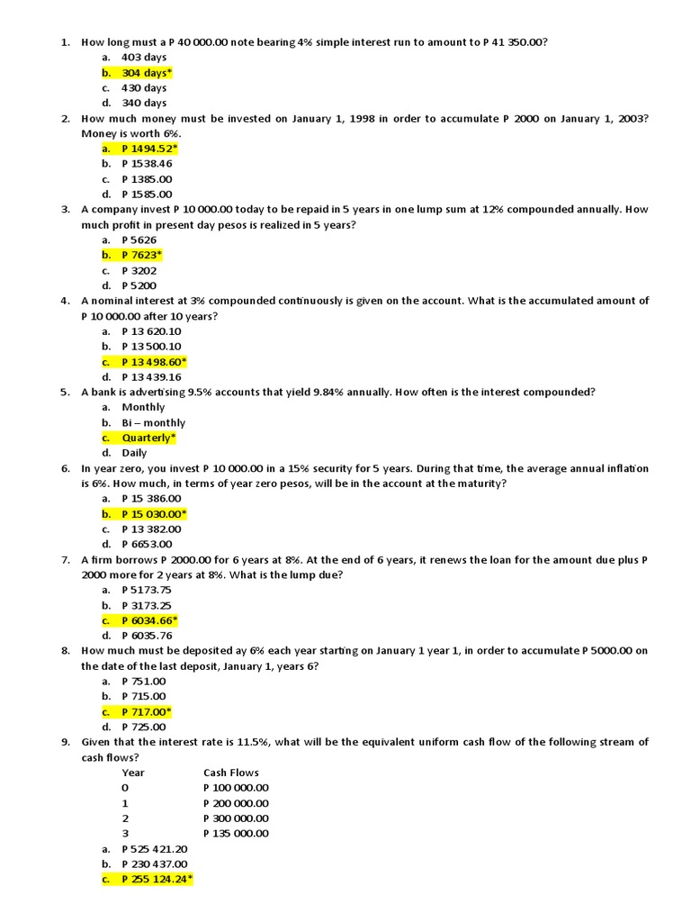 ESAS Board Exam Practice Questions | PDF | Depreciation | Book Value