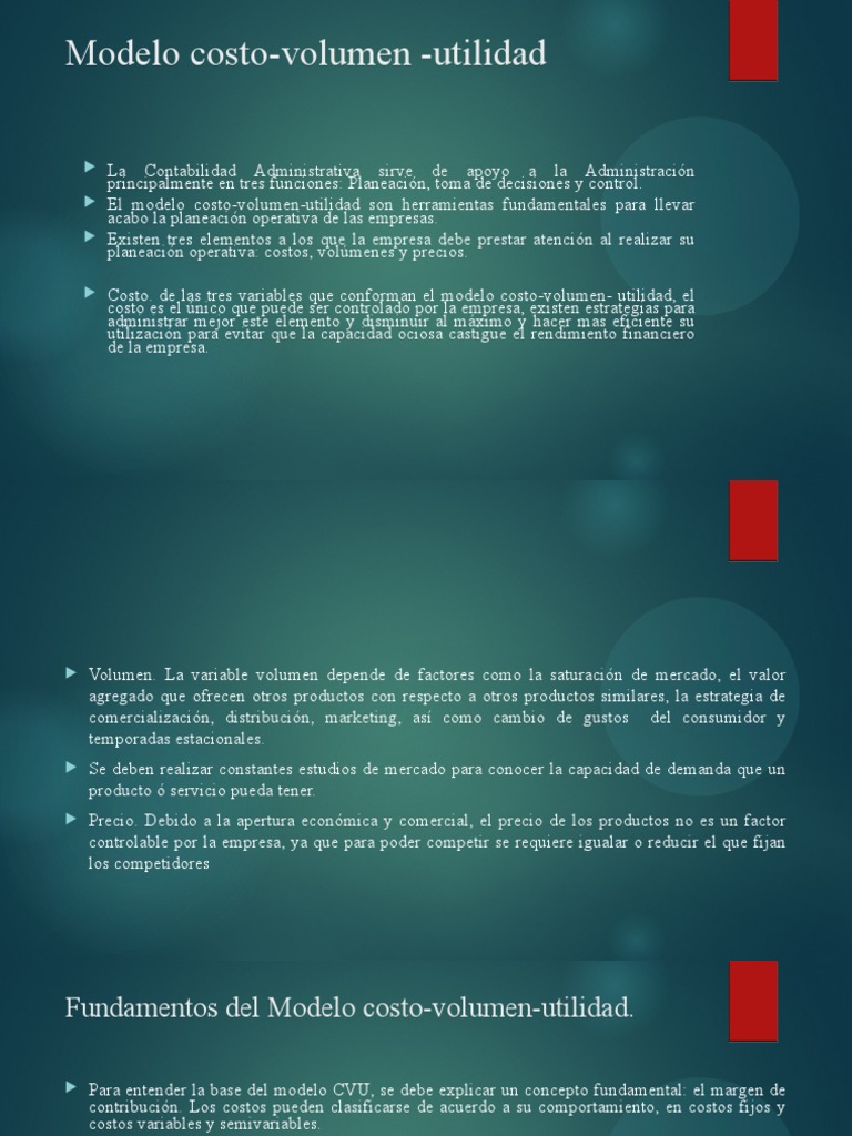 Modelo Costo-Volumen - Utilidad | Descargar gratis PDF | Marketing | Costo