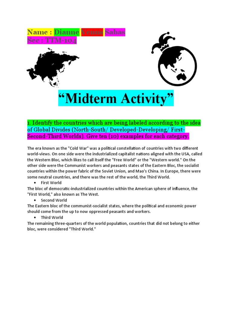Sabas-Ttm104-Midterm Activity1 | PDF | Eastern Bloc | Third World