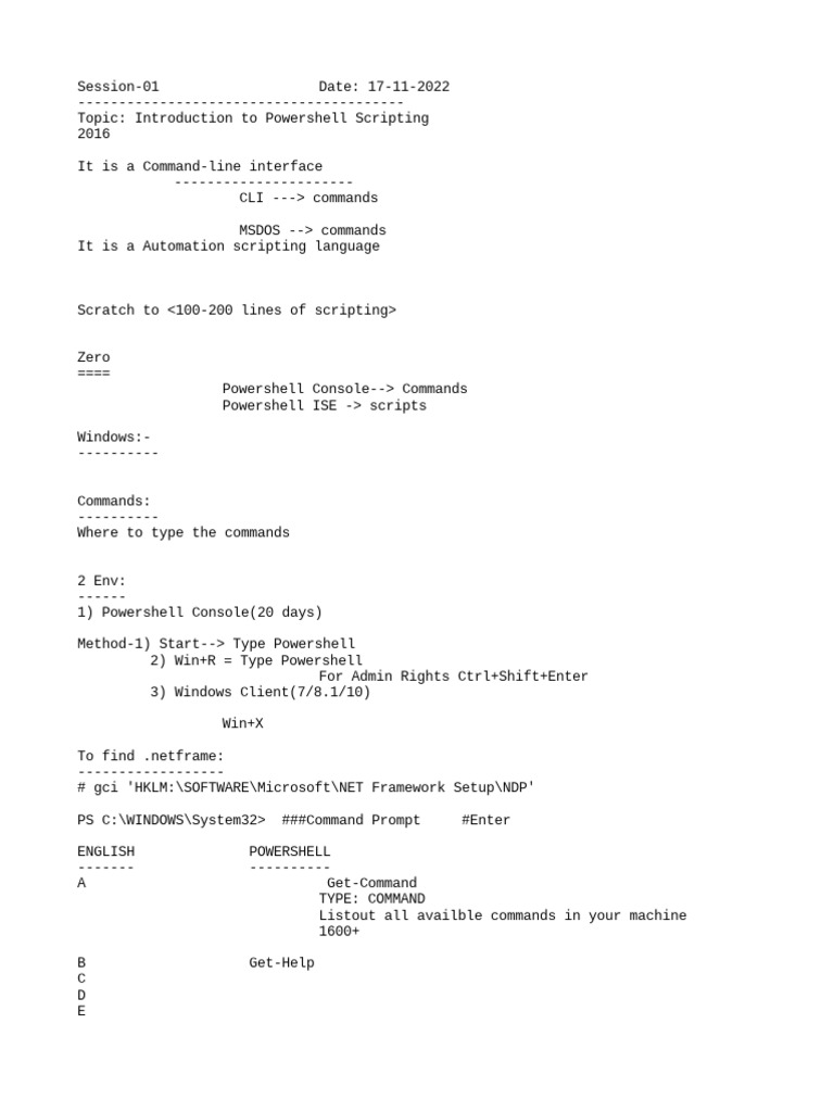 Introduction To Powershell Notes | PDF