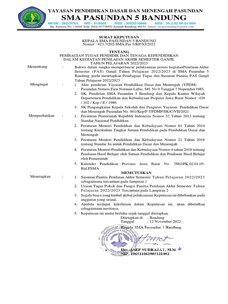 SK Panitia PAS 2022 | PDF