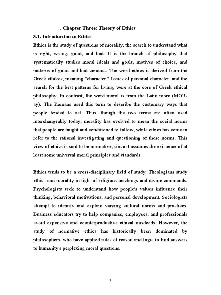 Business Ethics CH-III | PDF | Morality | Psychological Egoism