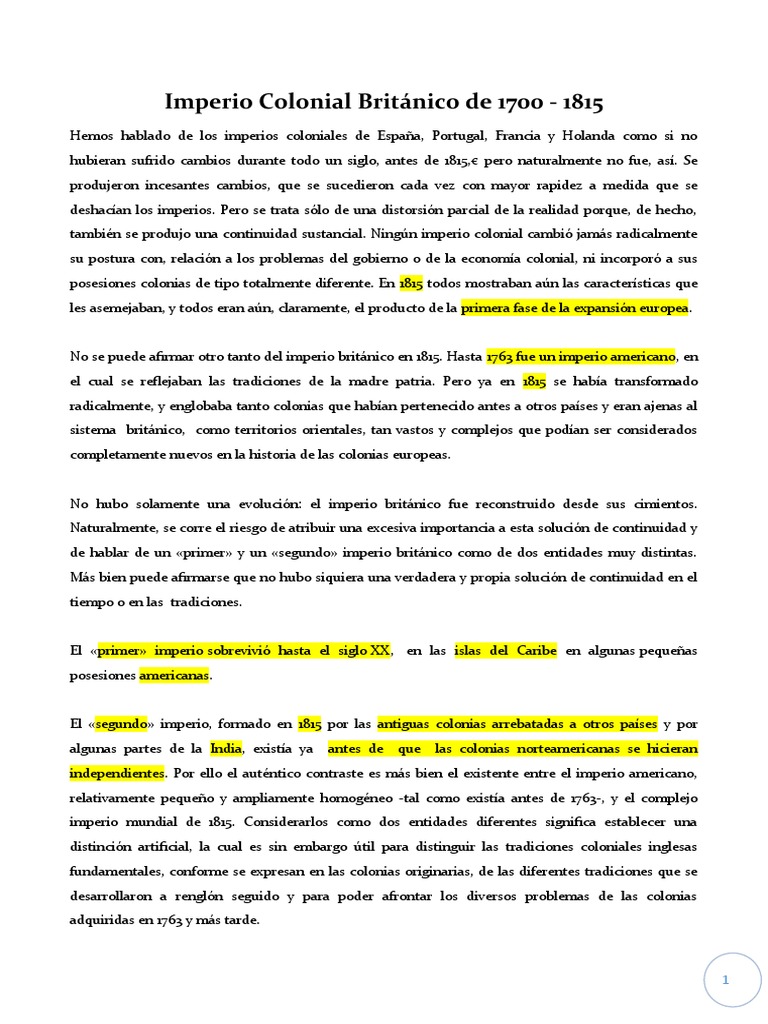 Imperio Colonial Britanico 1700 1815 | PDF | Imperio español | Imperio ...