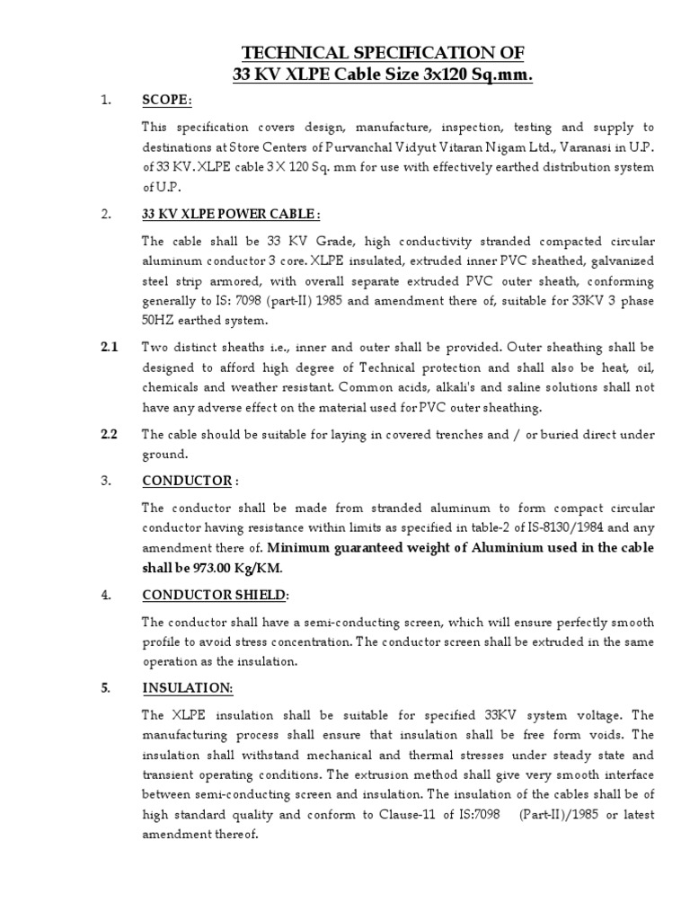 Technical Specification | Download Free PDF | Insulator (Electricity ...