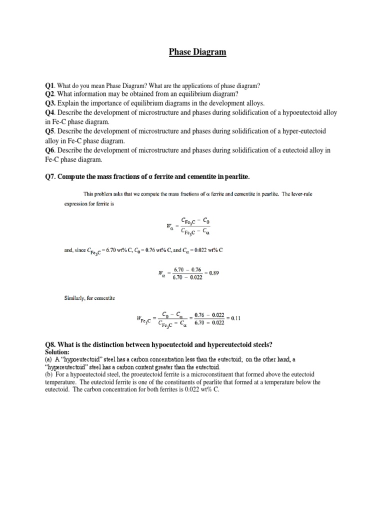 Sample Questions For Phase Diagram | PDF | Heat Treating | Continuum ...