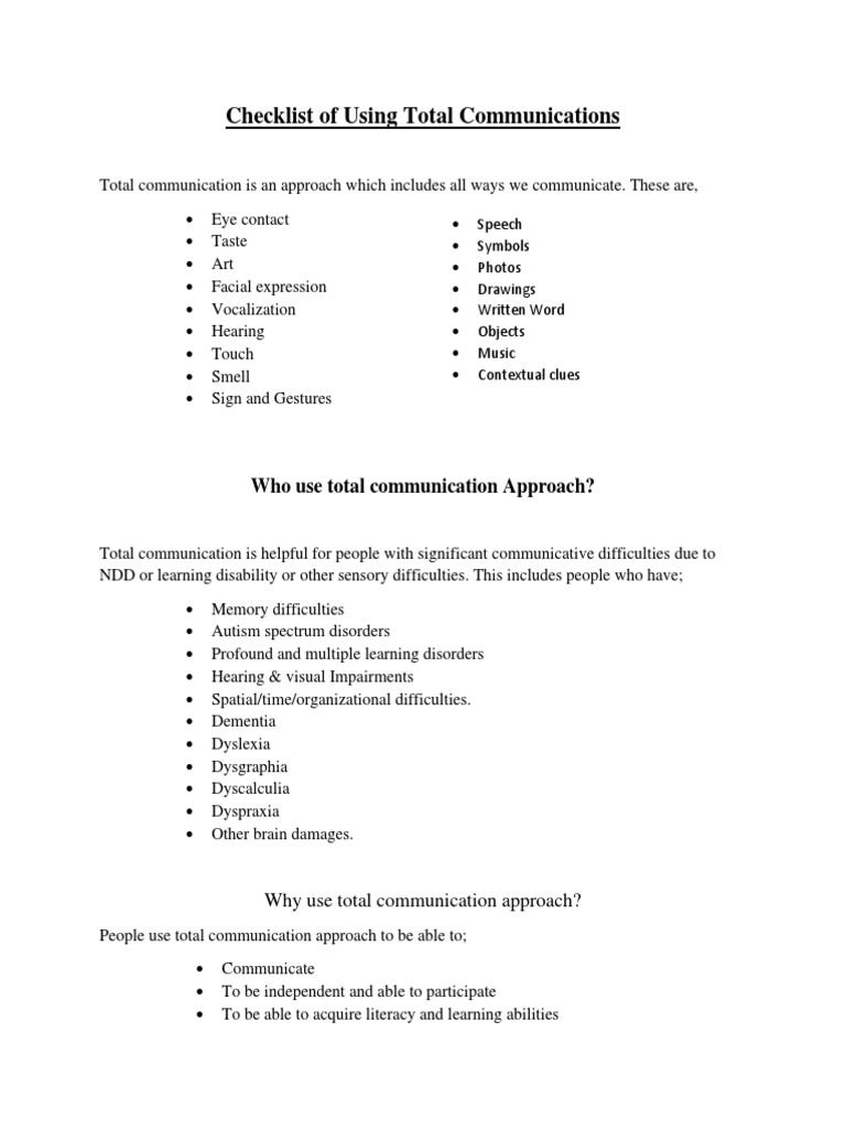 Total Communication Guide & Checklist | PDF