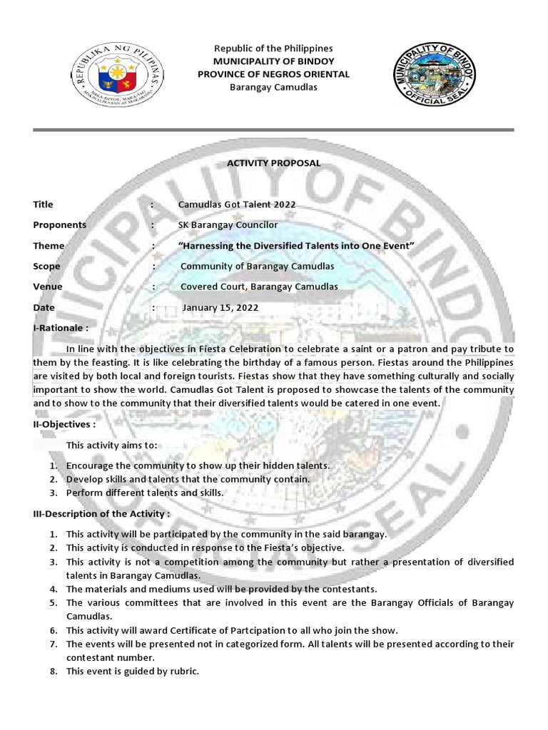 Activity Proposal Pdf Festival