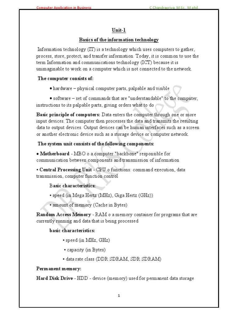 Unit-1 (Computer Application in Business) | PDF | Microsoft Windows | Operating System