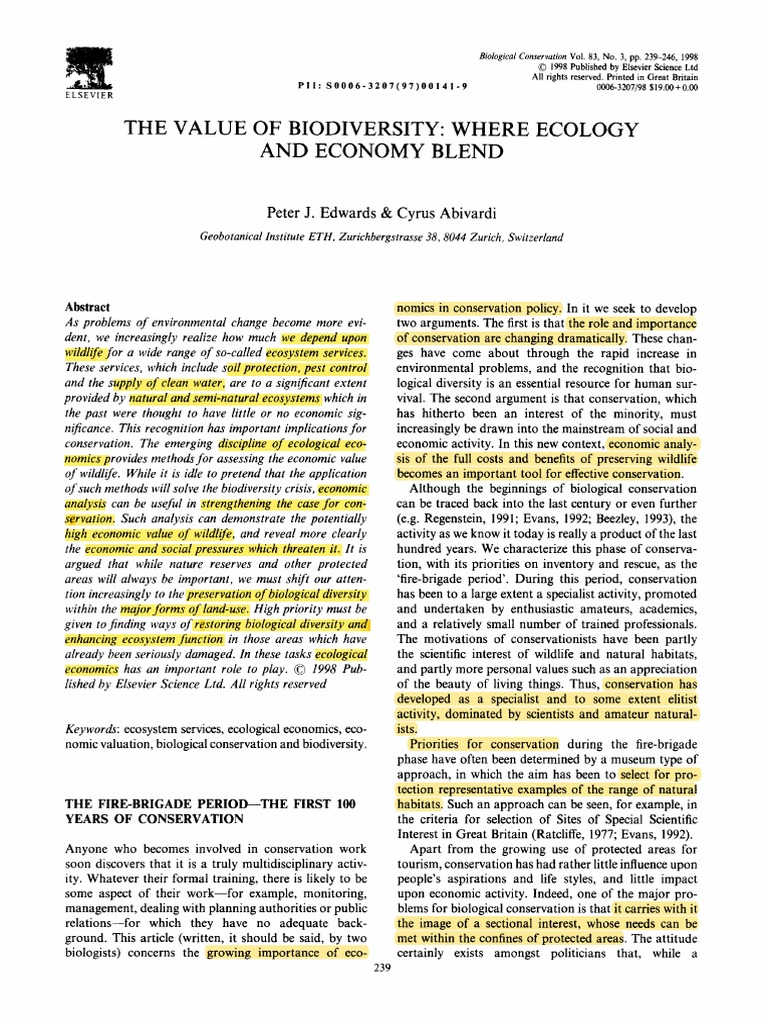 1998 Edwards and Abivardi - The Value of Biodiversity - Where Ecology ...