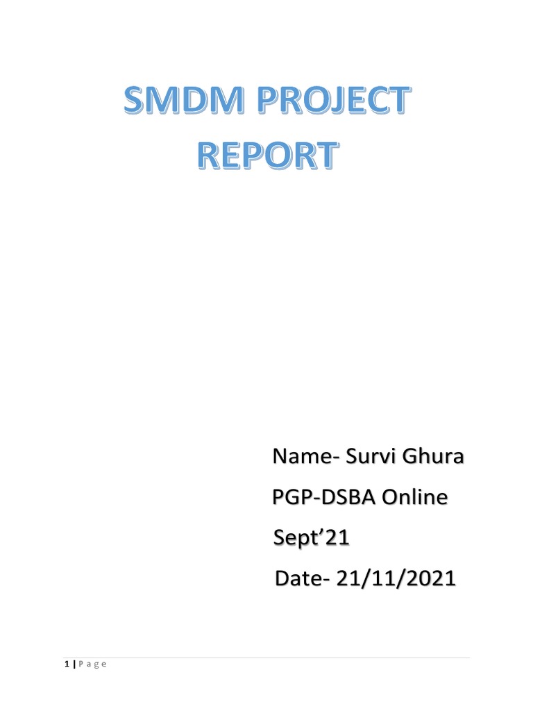 SMDM Project Report-Survi Ghura | PDF | P Value | Statistics