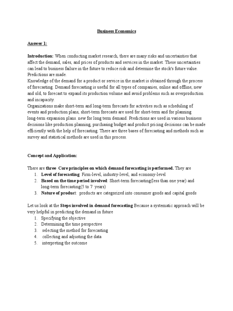 Business Economics Assignment | PDF | Forecasting | Elasticity (Economics)