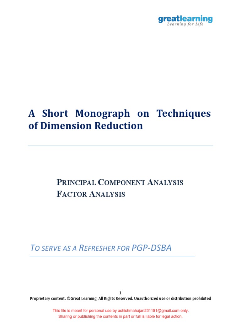 Monograph PCA-FA Final Version | PDF | Principal Component Analysis | Factor Analysis