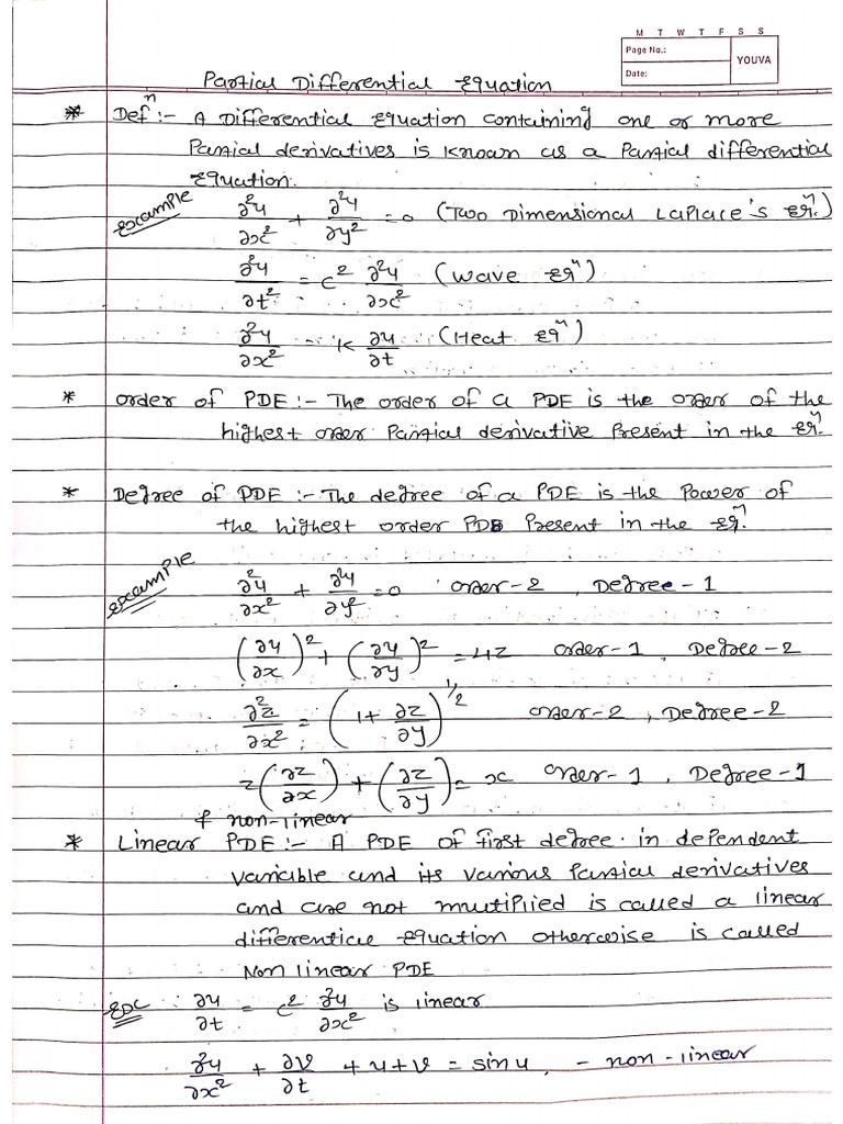 First Order PDE, Differentiation and Integration Formulas | PDF