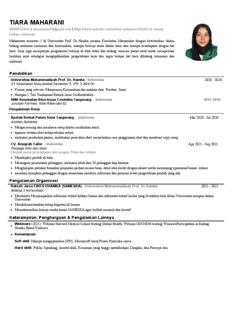 Tiara Maharani - CV | PDF