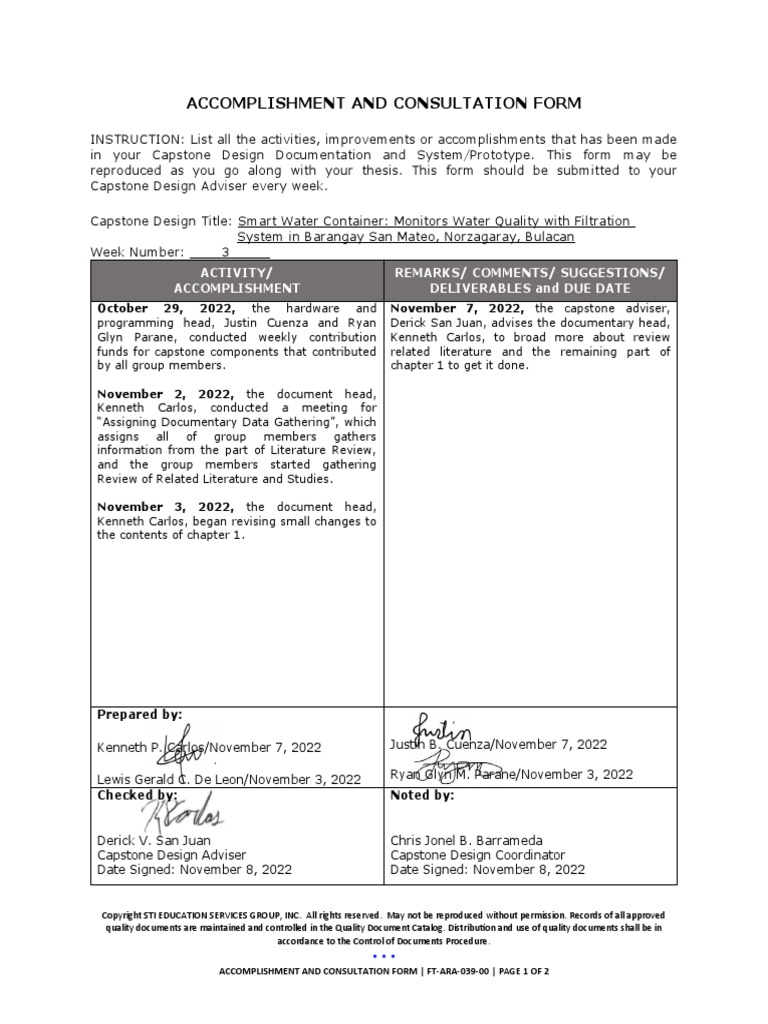 3rdWeekAccomplishment and Consultation Form | PDF | Information Science ...