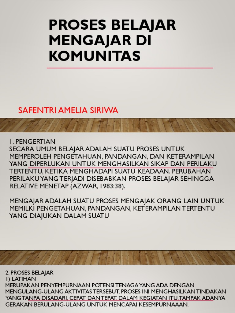 PROSES BELAJAR MENGAJAR DI KOMUNITAS-Safentri | PDF