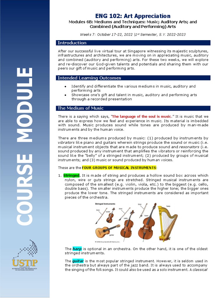 Auditory Arts and Music Appreciation | PDF | Dances | Musical Instruments