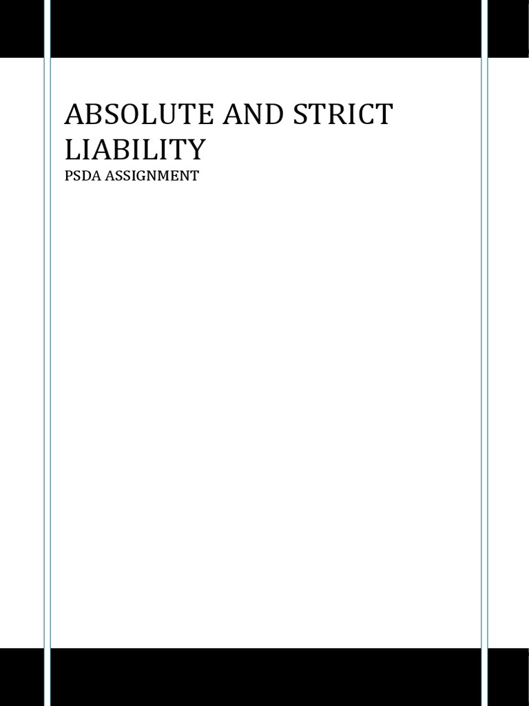 Absolute and Strict Liability | PDF | Product Liability | Tort