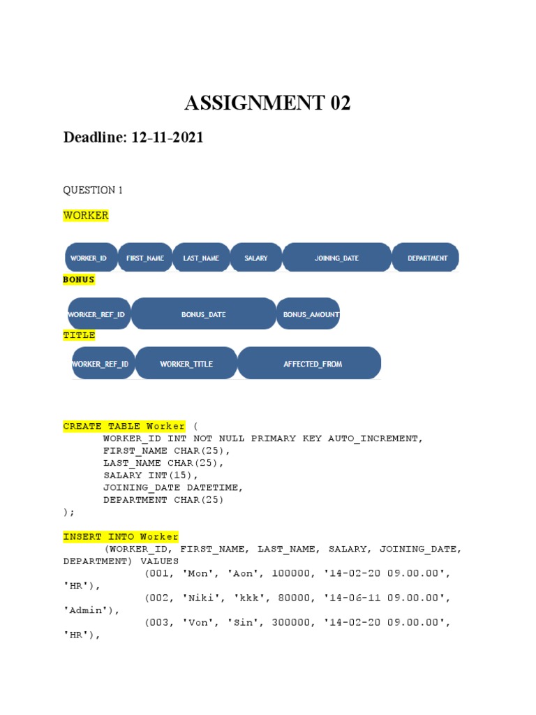 Assignment 2 DB | PDF | Sql | Table (Database)