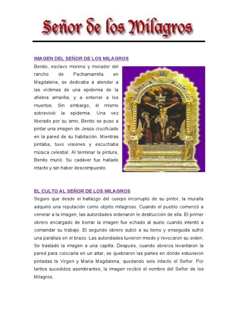 Historia Del Señor De Los Milagros Pdf 4068