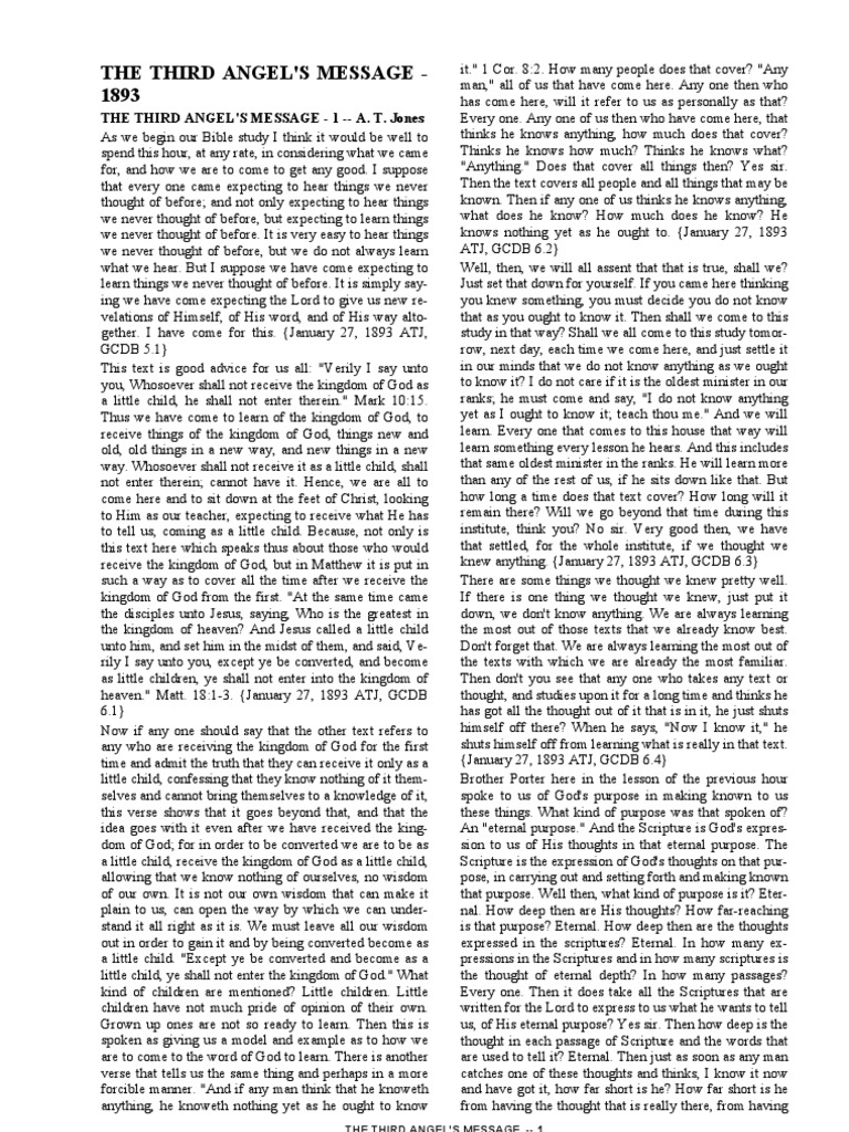 The Third Angels Message 1893 | PDF | Jesus | Prayer