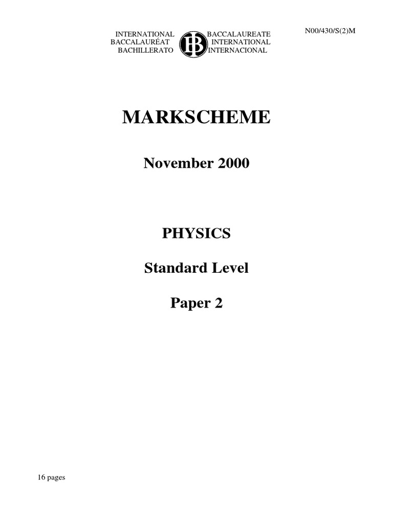Physics Paper 2 SL Markscheme | PDF | Atomic Nucleus | Force