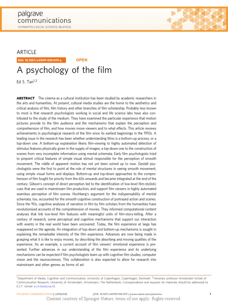 A Psychology of The Film | PDF | Perception | Psychology