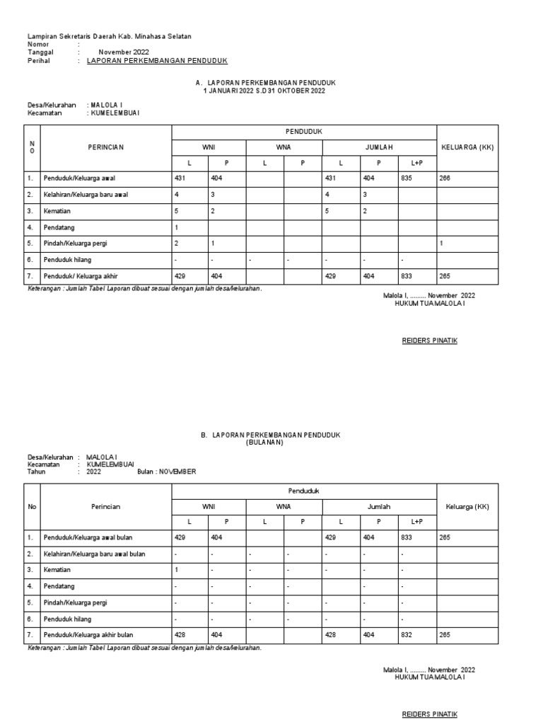Format Data Kependudukan | PDF