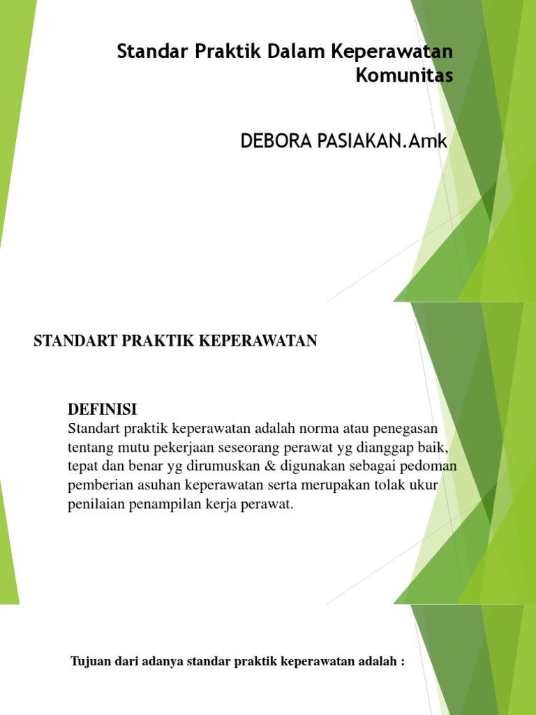 (Debora) Standar Praktik Dalam Keperawatan Komunitas 1-1 | PDF