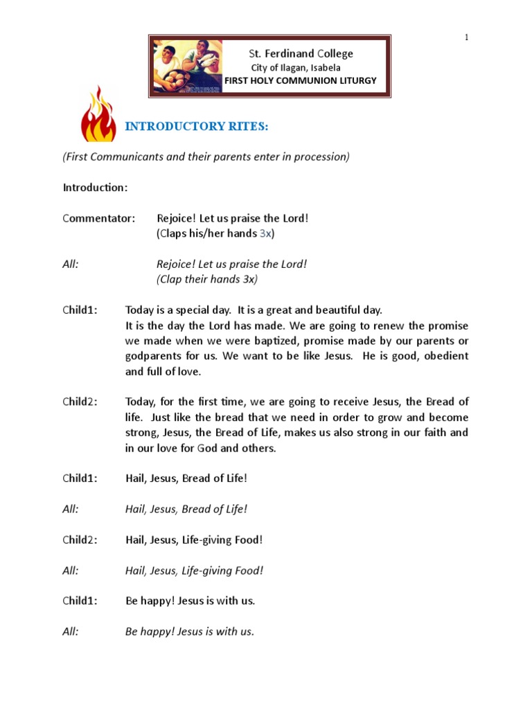 2022 First Holy Communion Liturgy | PDF | Eucharist | Mass (Liturgy)