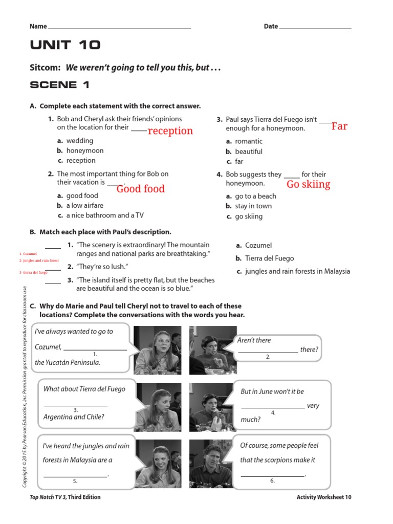 UNIT 10 TV Activity Worksheets | PDF