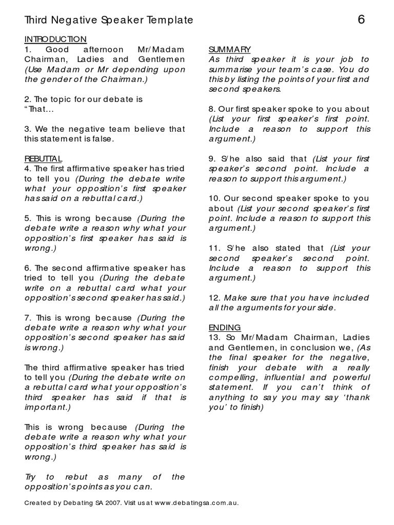 Speech Structure Templates | PDF