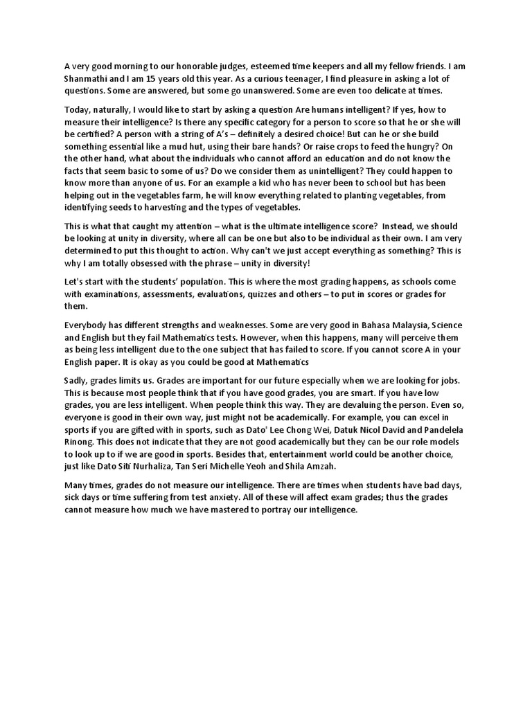 Shan Public Speaking Edited | PDF | Intelligence | Test (Assessment)