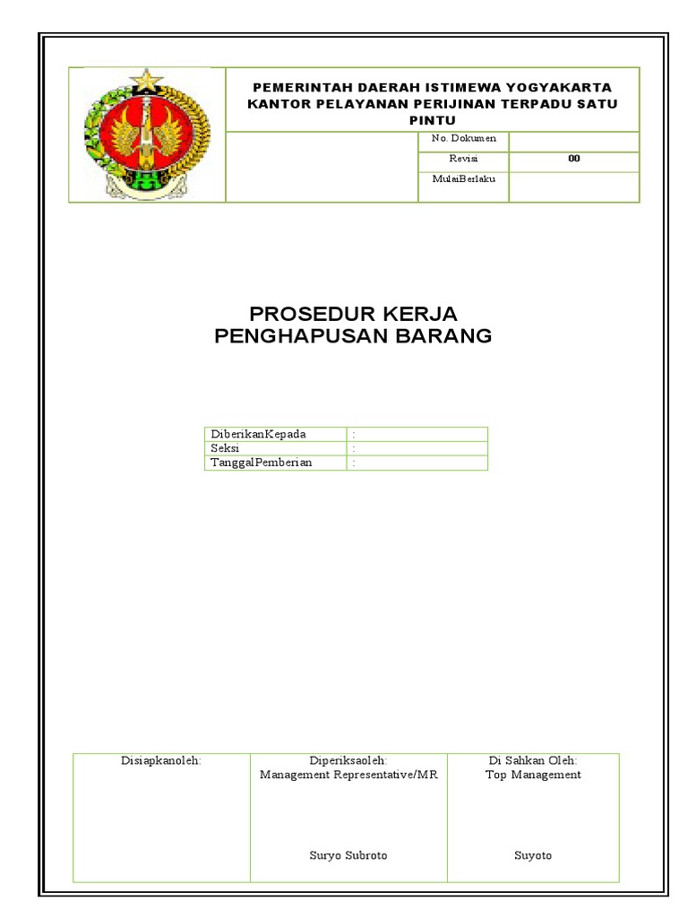 Prosedur Kerja Penghapusan Barang | PDF