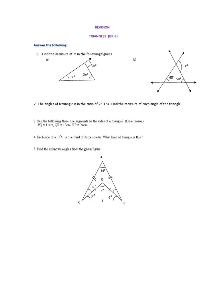 Revision of Triangles (GR.6) | PDF