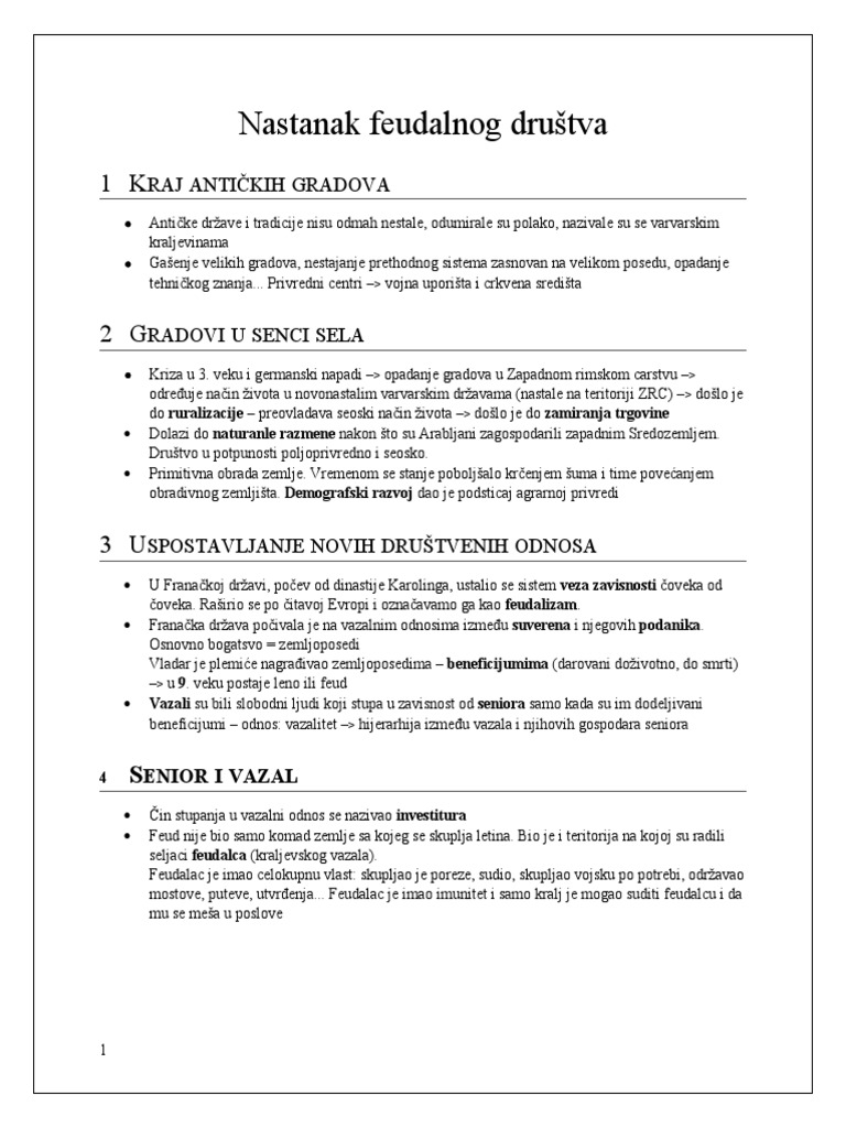 Nastanak Feudalnog Društva | PDF
