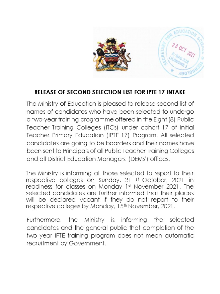 Press Release For Ipte 17 Second Intake | PDF