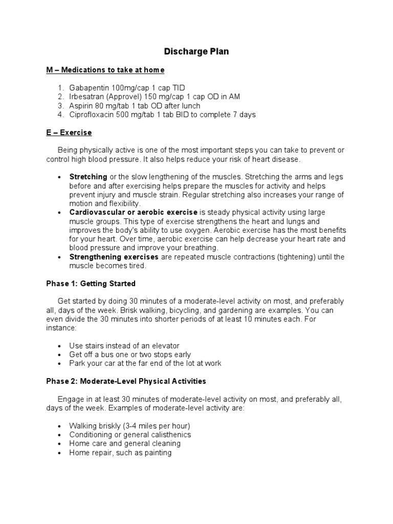 Discharge Plan | PDF | Dash Diet | Hypertension