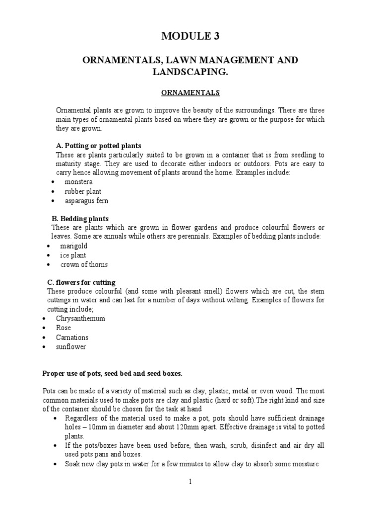 Module 3 Ornamentals | PDF | Compost | Pruning