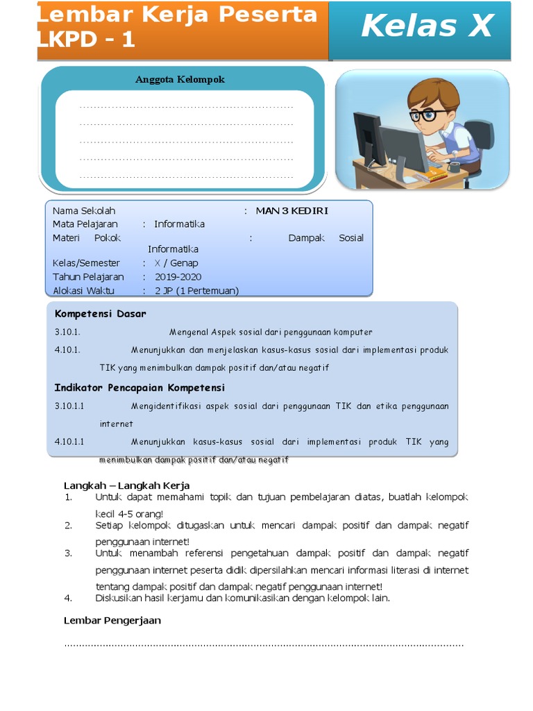 4 LKPD Dampak Sosial Informatika Kelas X PDF Free | PDF